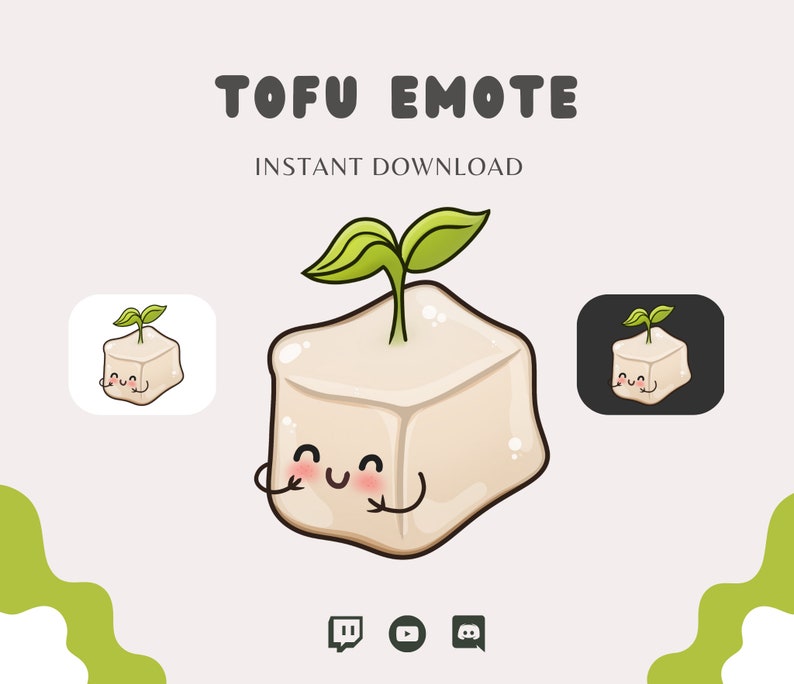 Twitch Tofu Block Plant Emote Plant Vegan Discord Youtube Streamer - Etsy
