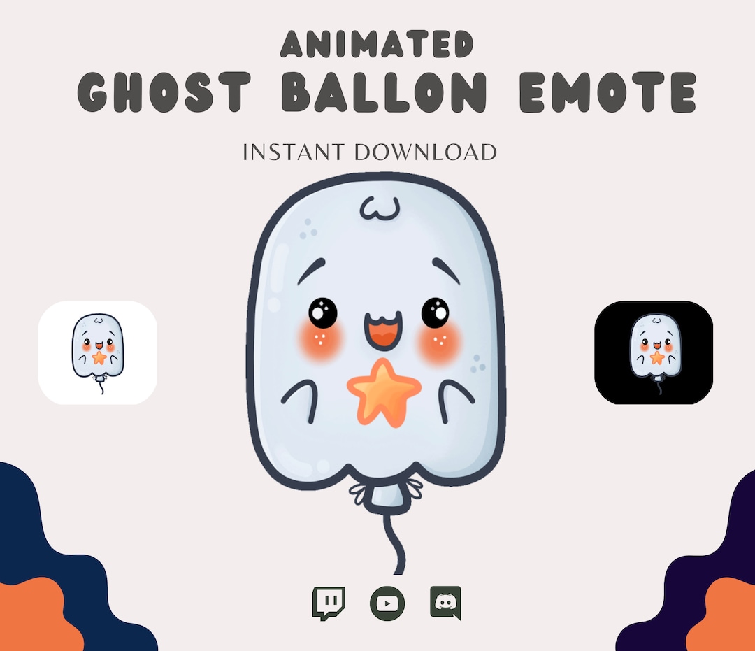 Animated Ghost Balloon Emote Cute Twitch Discord Streamer Star Youtube ...