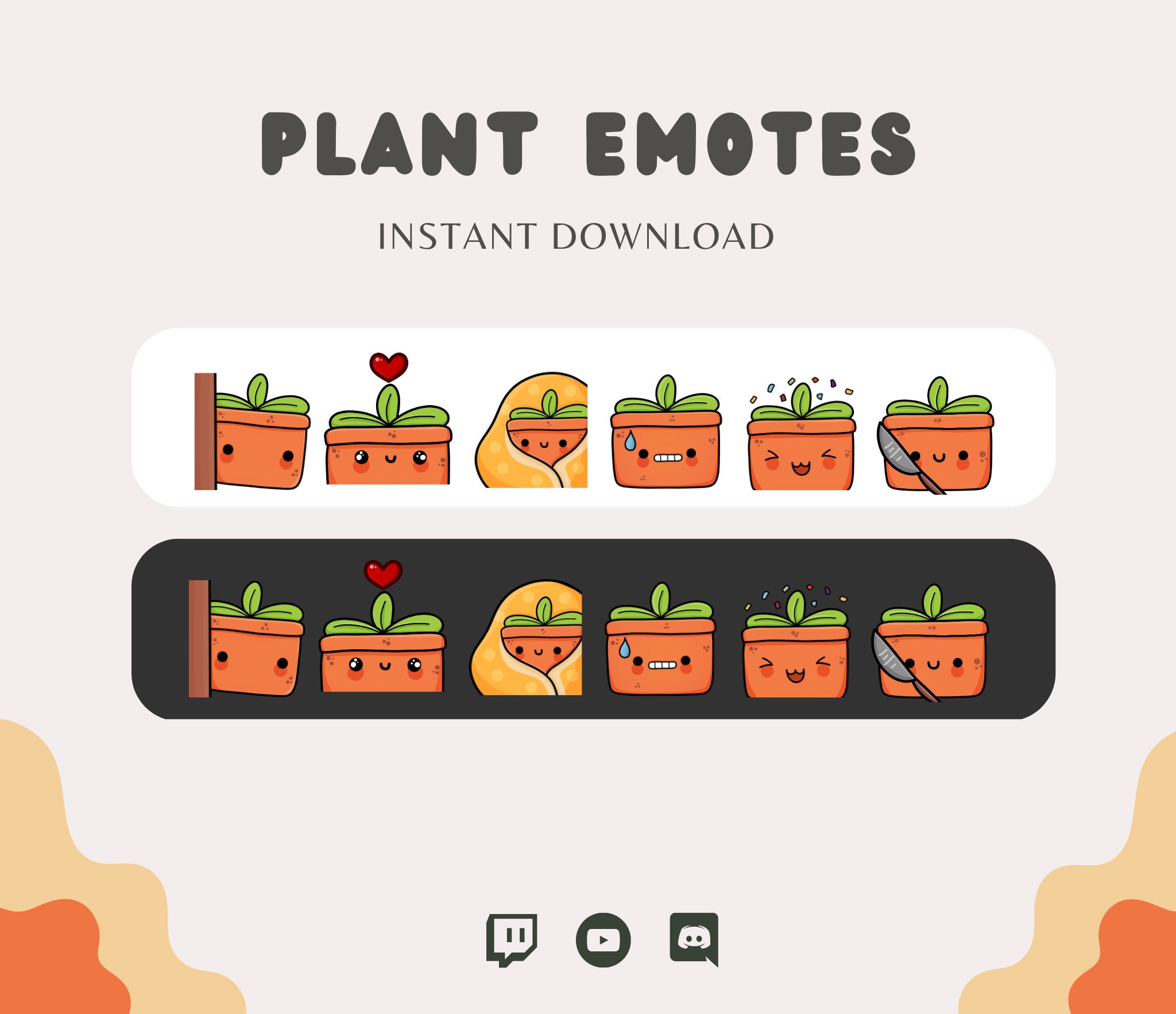 Potted Plant Flower Emote Twitch Discord Streamer Emote Pack - Etsy