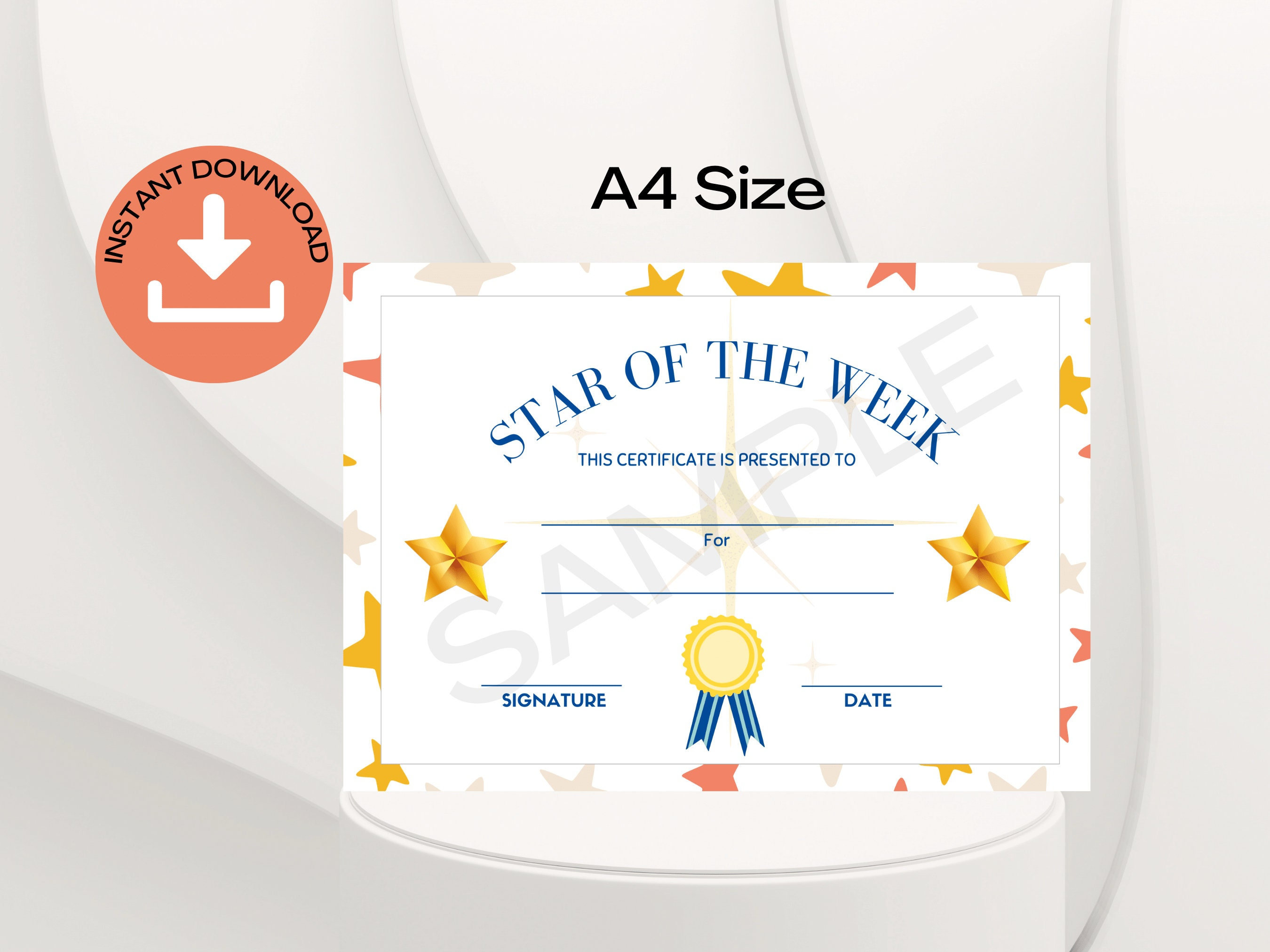 Star of the Week Certificate Printable PDF Children's - Etsy