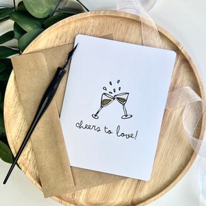 Cheers to Love Wedding Card Greeting Wedding Stationary Shower Wedding ...