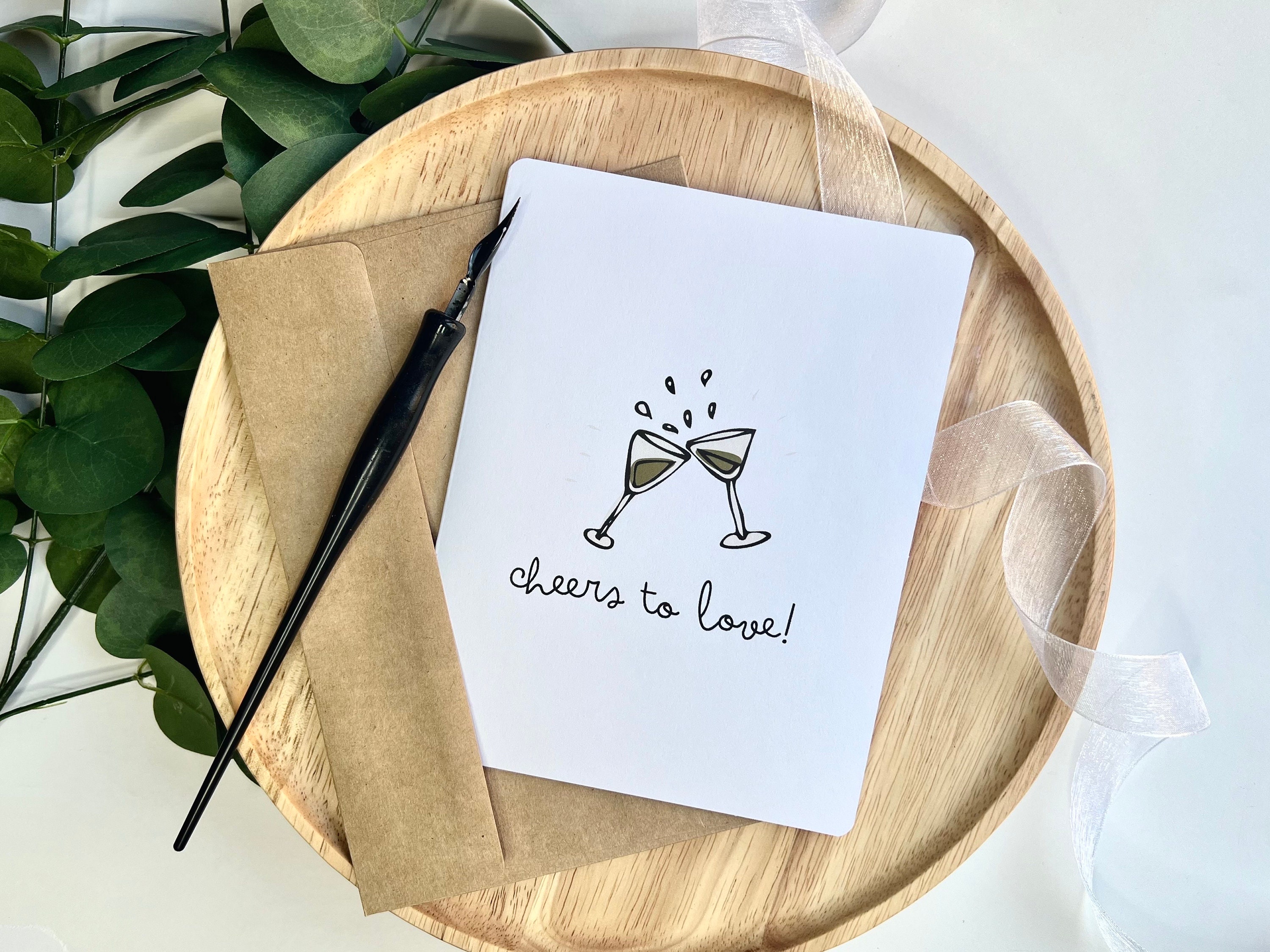 Cheers to Love Wedding Card Greeting Wedding Stationary Shower Wedding ...