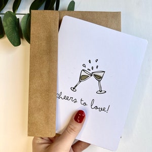 Cheers to Love Wedding Card Greeting Wedding Stationary Shower Wedding ...