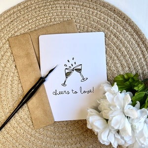 Cheers to Love Wedding Card Greeting Wedding Stationary Shower Wedding ...