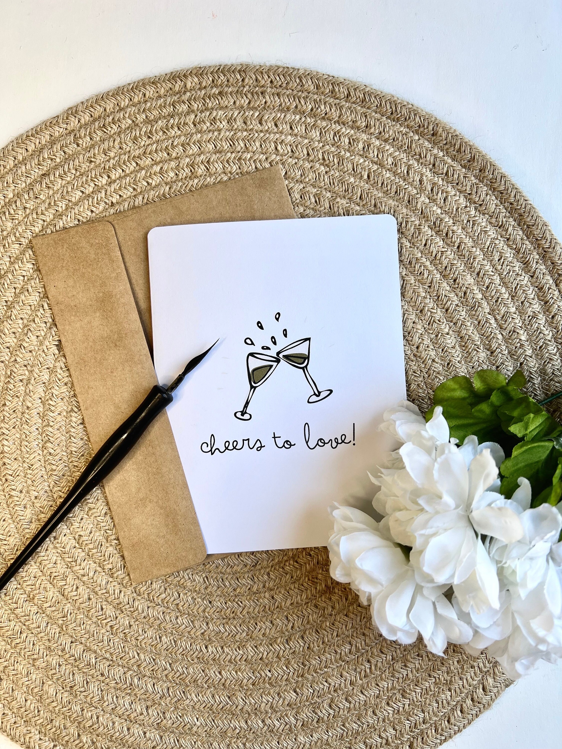 Cheers to Love Wedding Card Greeting Wedding Stationary Shower Wedding ...