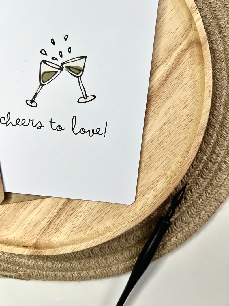 Cheers to Love Wedding Card Greeting Wedding Stationary Shower Wedding ...