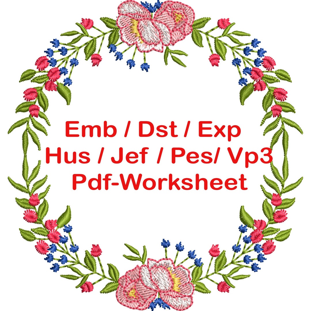 Floral Frame Embroideryfloral Frame DST Pes - Etsy