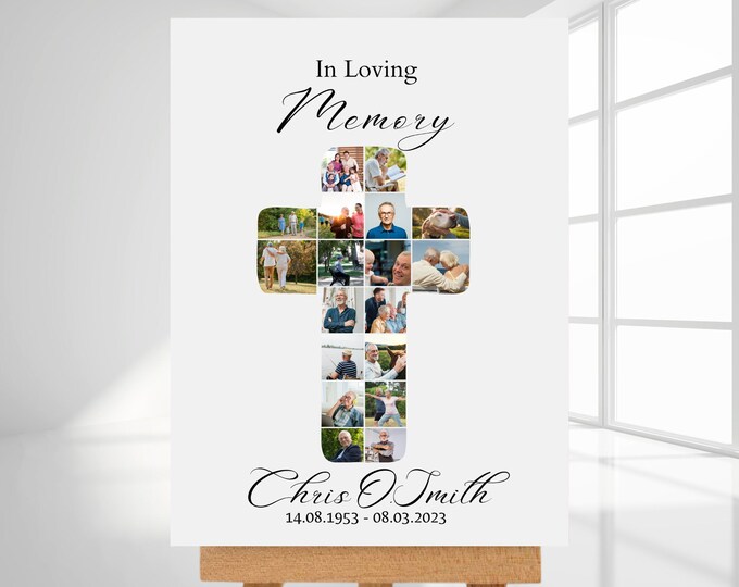 Cross Funeral Welcome Sign in Loving Memory Editable Cross Funeral ...