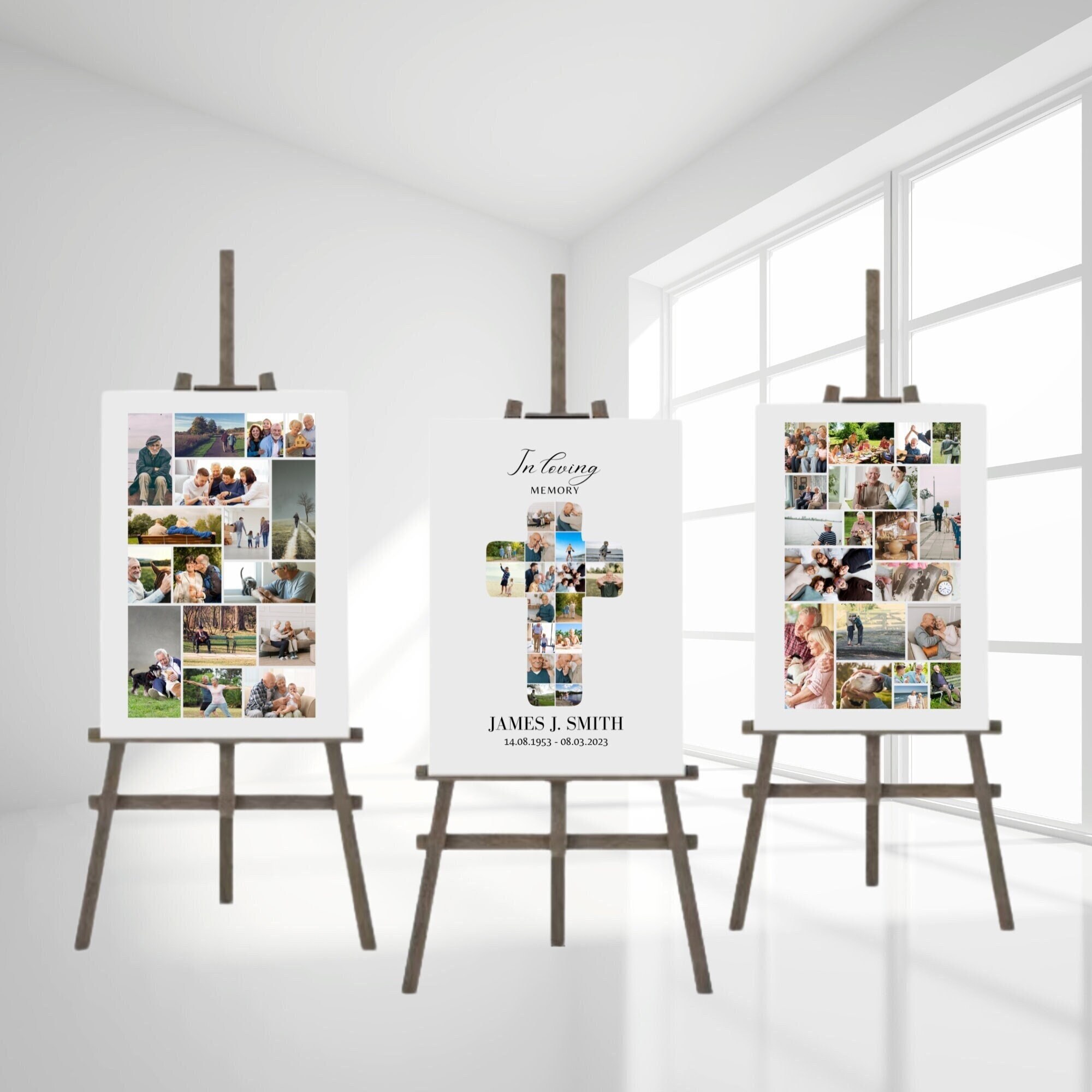 Memory Board Template Funeral Cross Photo Collage Picture Collage Sign ...