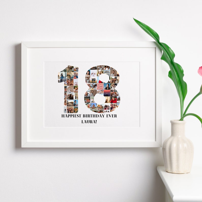 Printable 18th Birthday Photo Collage Number Photo Collage - Etsy