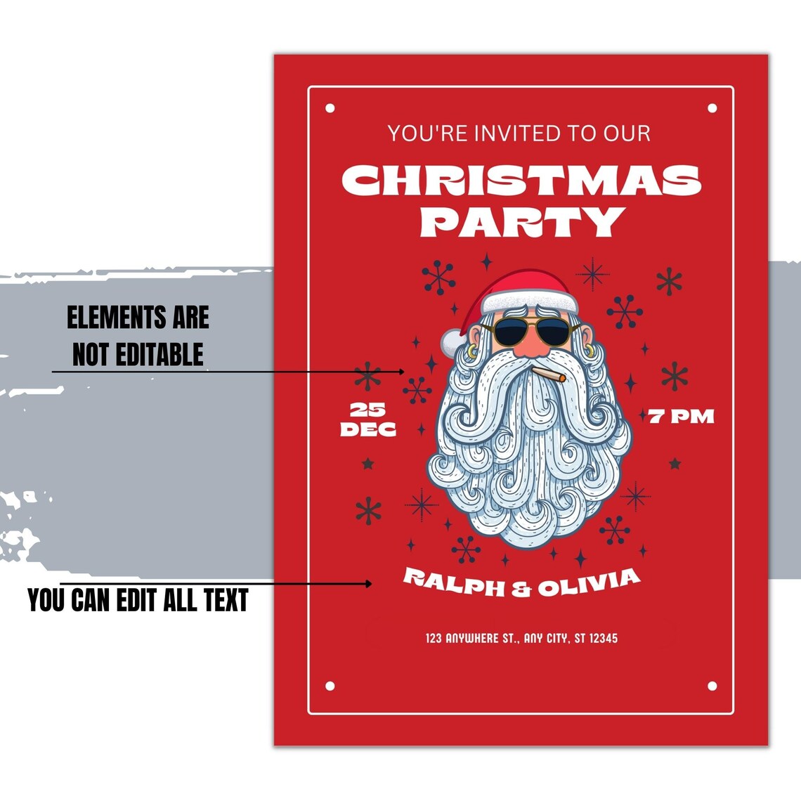 Bad Santa Phone Christmas Invitation Funny Holiday Party Announcement ...