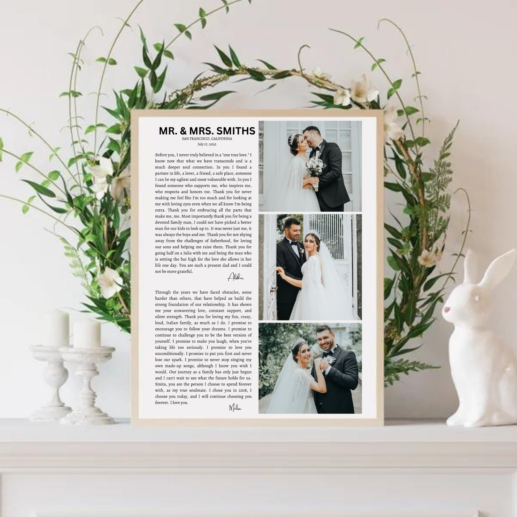 Printable Vow Keepsake With Photo Collage His & Her Wedding - Etsy