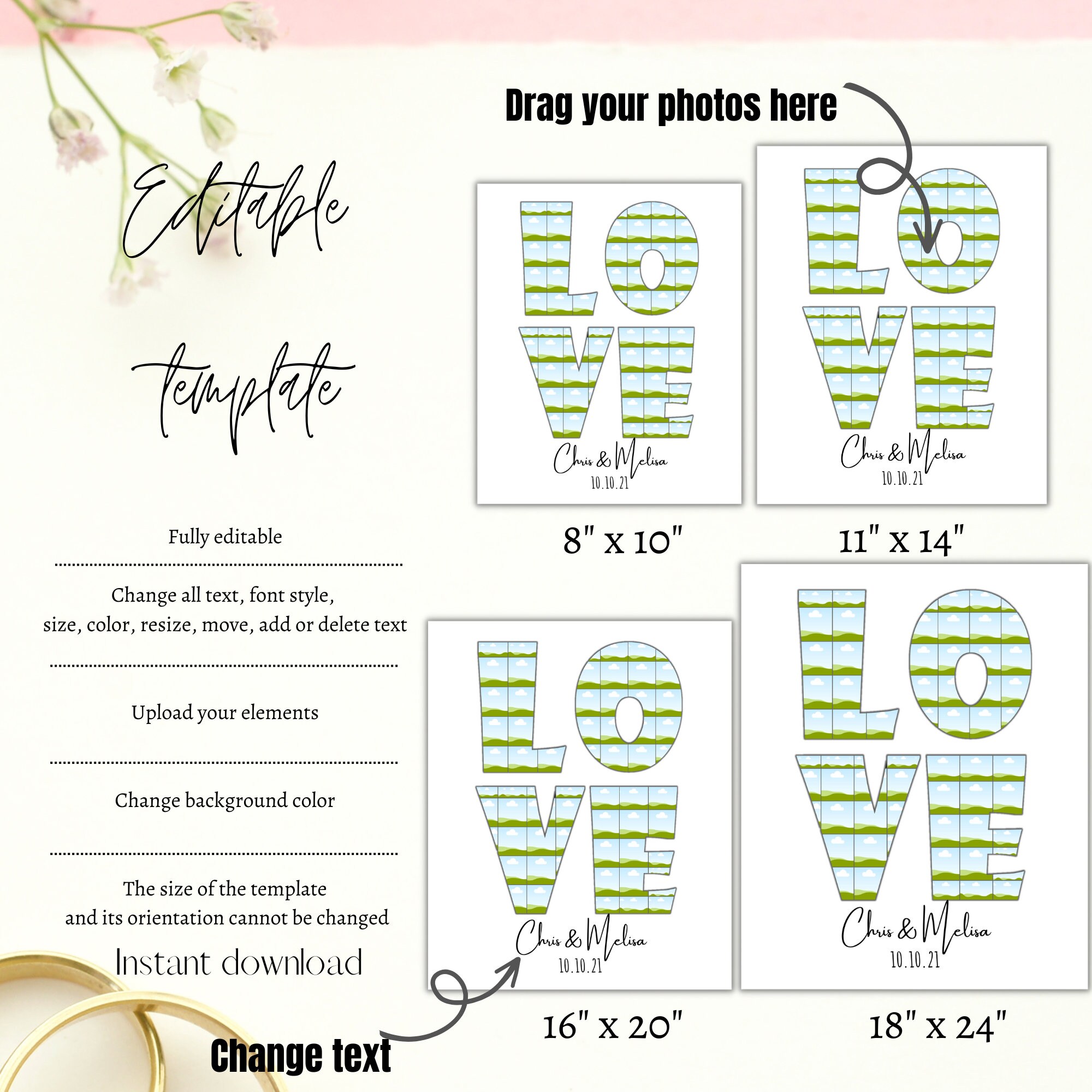 Collage Print LOVE Letters Collage Template Custom Letters Picture ...