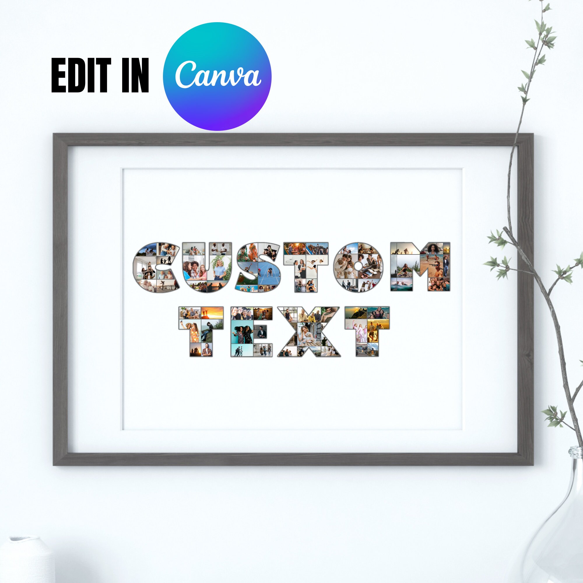 Personalized Photo Collage Custom Text Photo Collage Any Custom Word ...