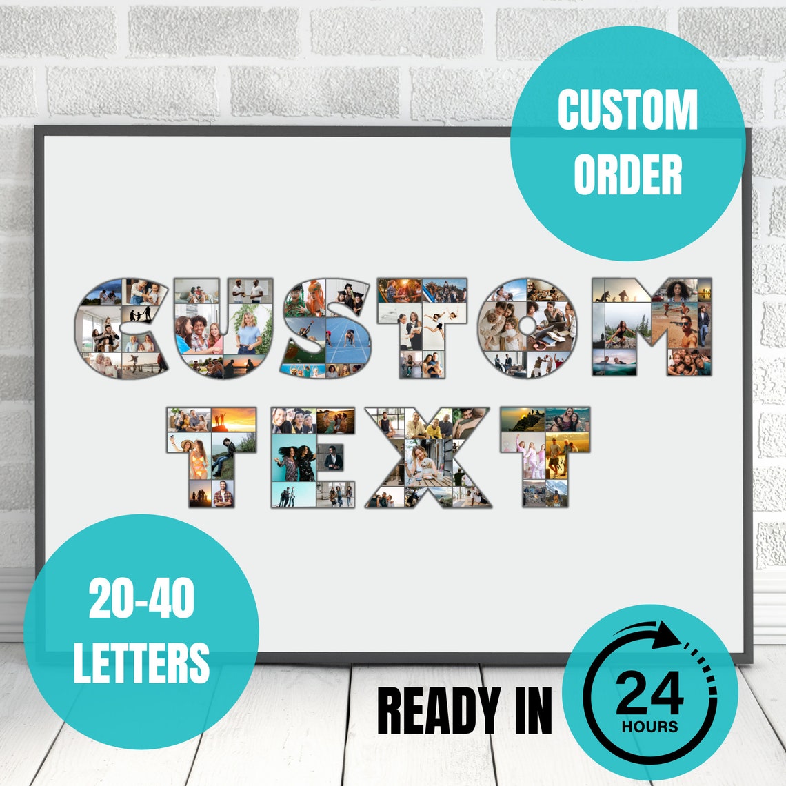 Any Text Photo Collage Custom Text Photo Collage - Etsy