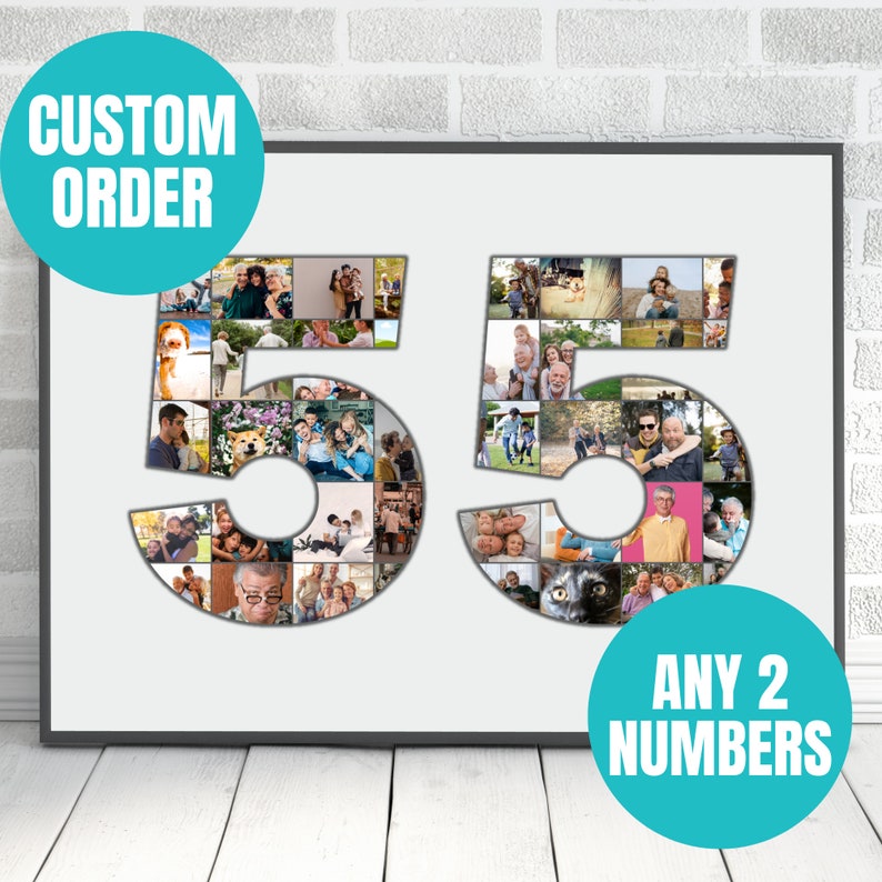 Printable Custom Any 2 Number Photo Collage Custom Sports - Etsy