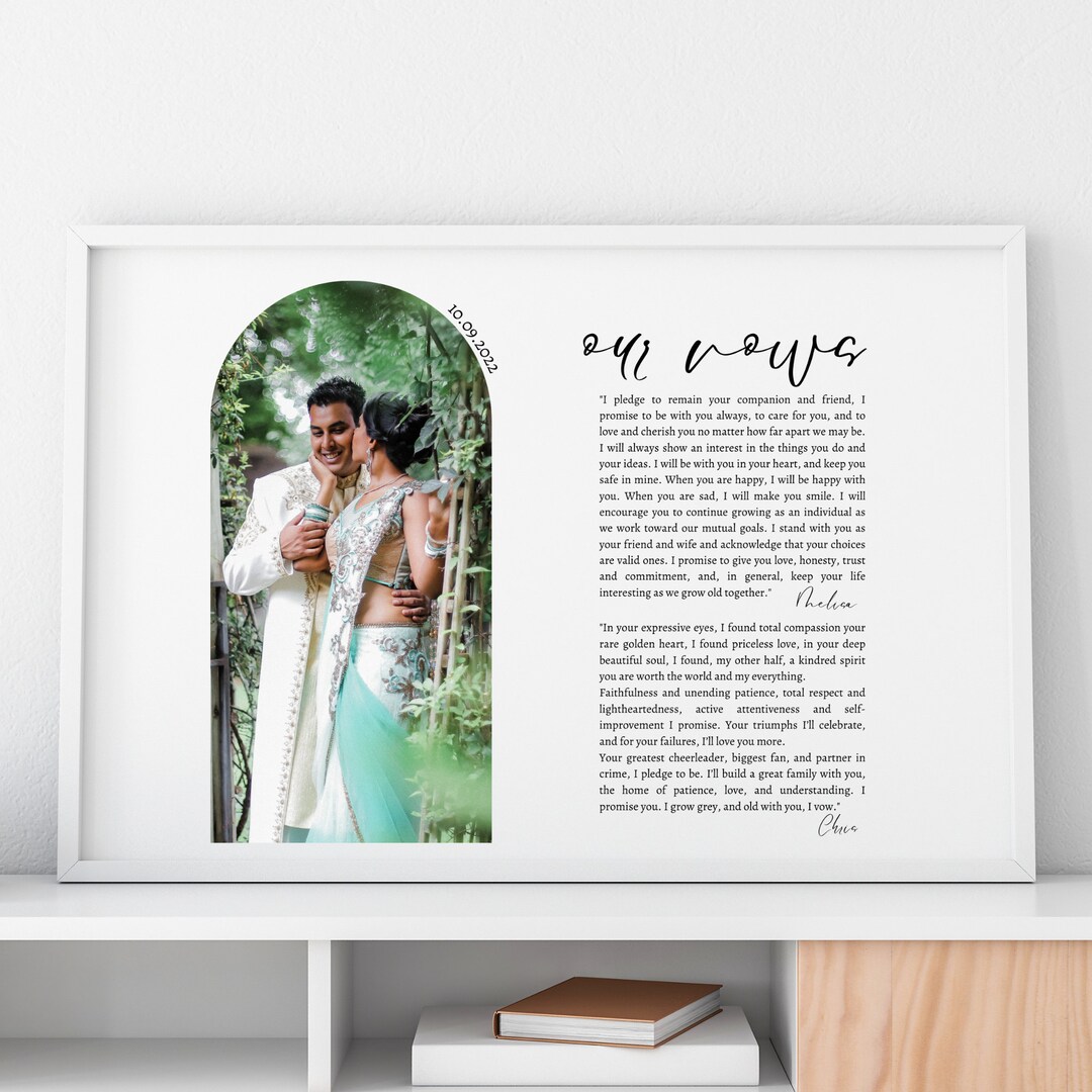 Our Vows Print With Photo Wedding Gift Wedding Vows Print Personalized ...
