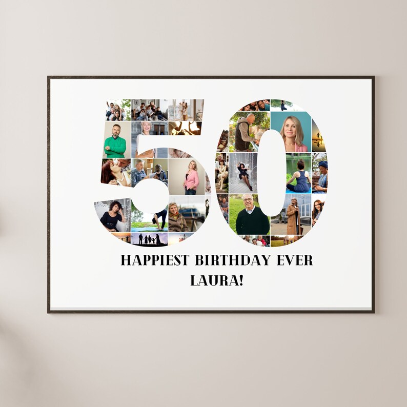 Custom 50th Birthday Photo Collage 34 Picture Frames - Etsy