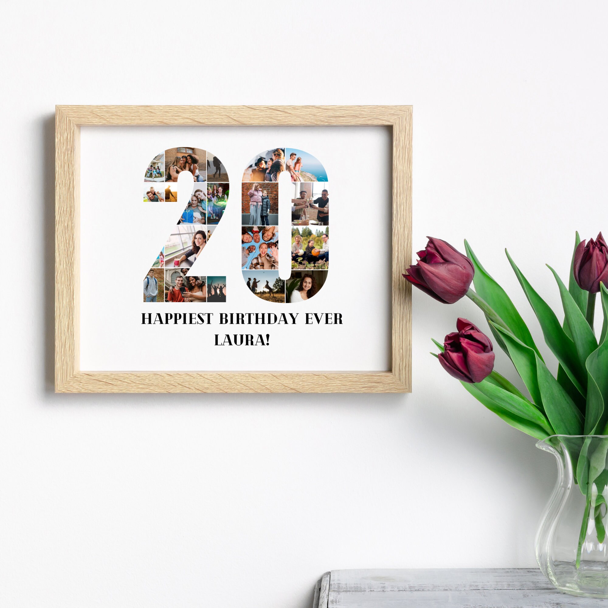 20st Birthday Photo Collage Number Photo Collage 20st Birthday Gift ...