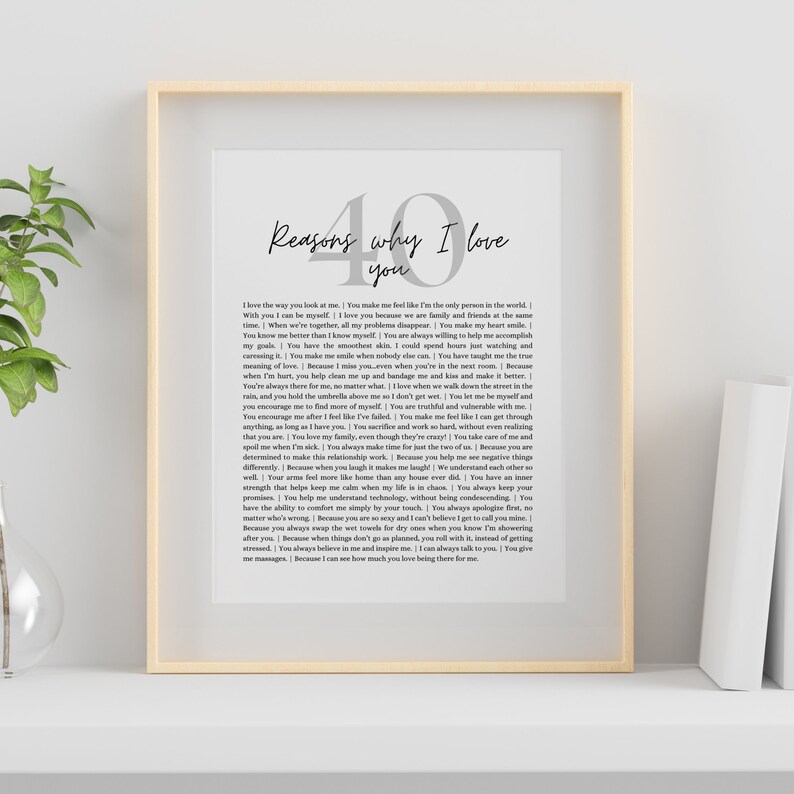 Custom Reasons Why I Love You Poster 40 Reasons Why I Love You ...