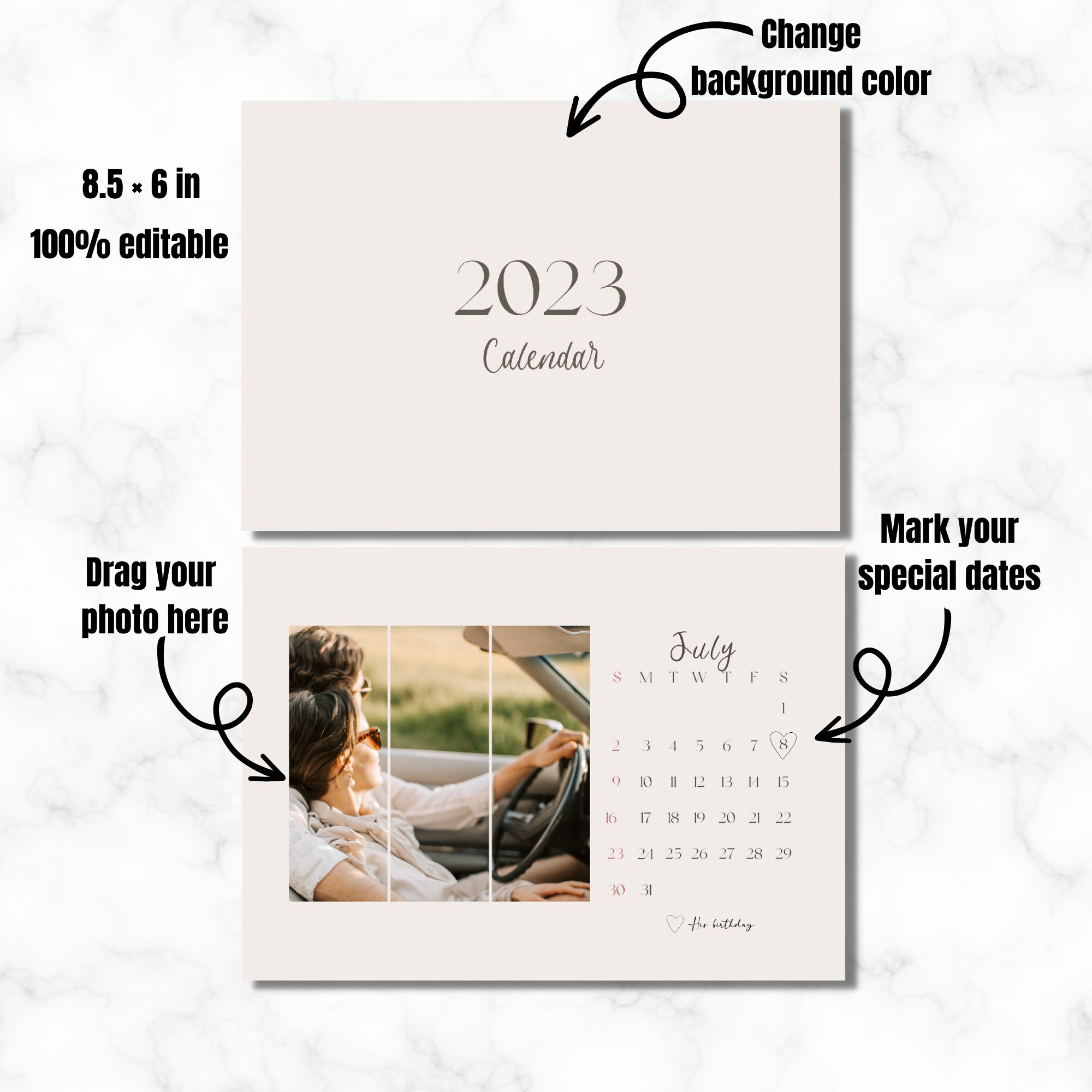 Personalized Printable 2023 Calendar Modern Desk Calendar - Etsy