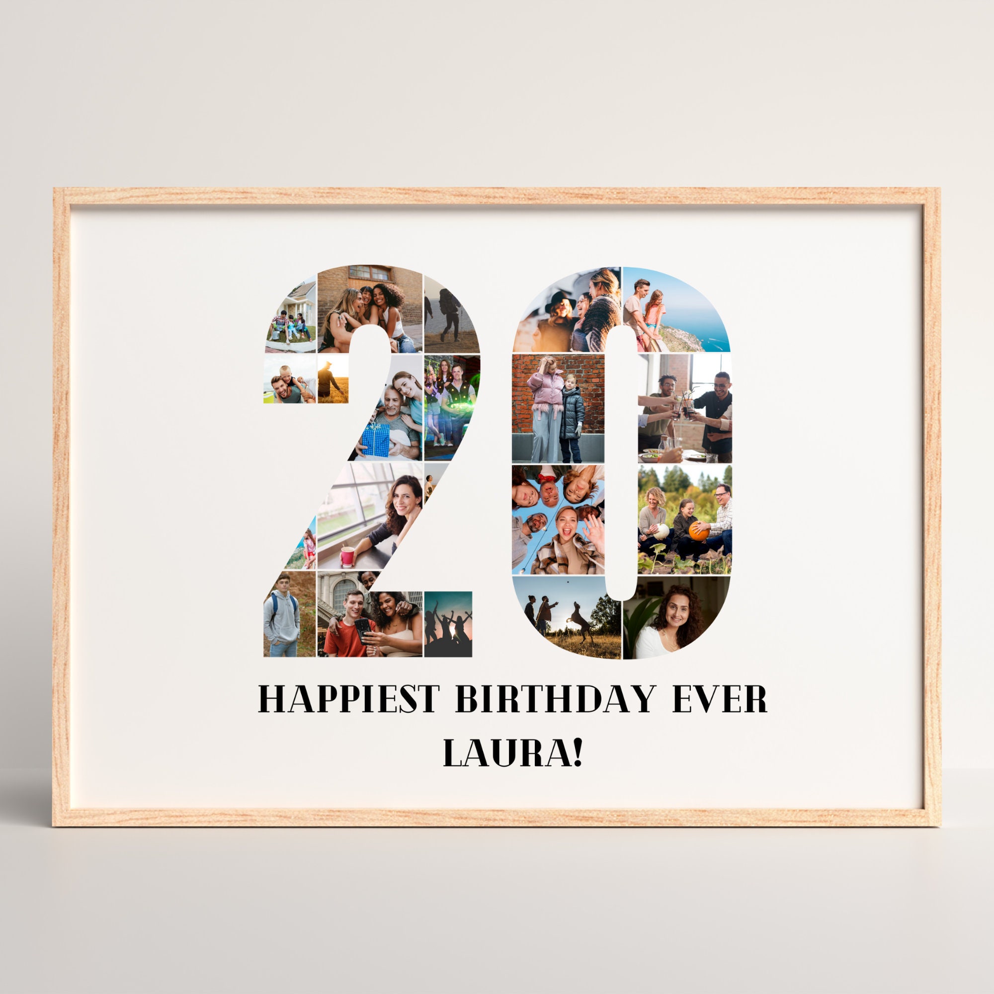 20st Birthday Photo Collage Number Photo Collage 20st Birthday Gift ...