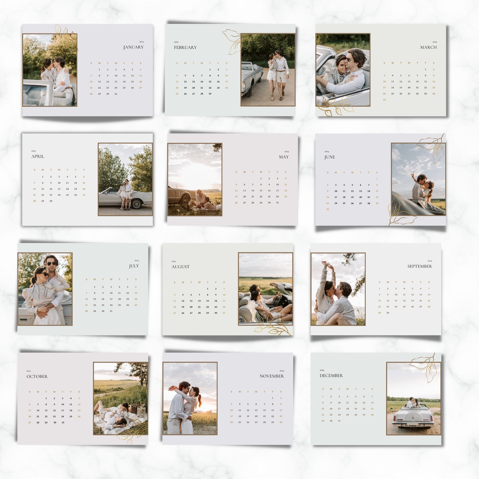 Photo Calendar Template 2024 Custom Calendar Template 2024 Desk ...