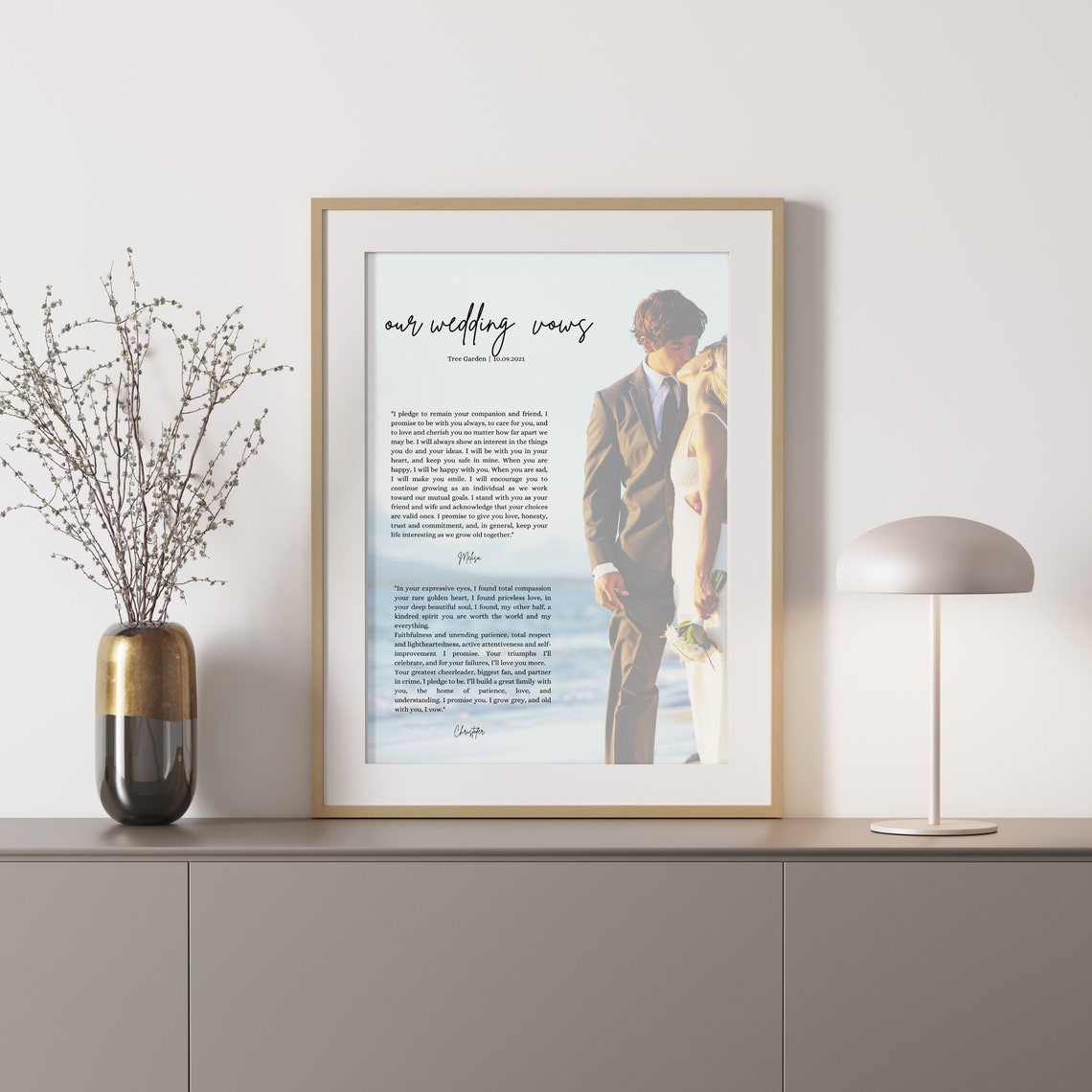 Wedding Vows Art With Photo Printable Wedding Vows Template - Etsy