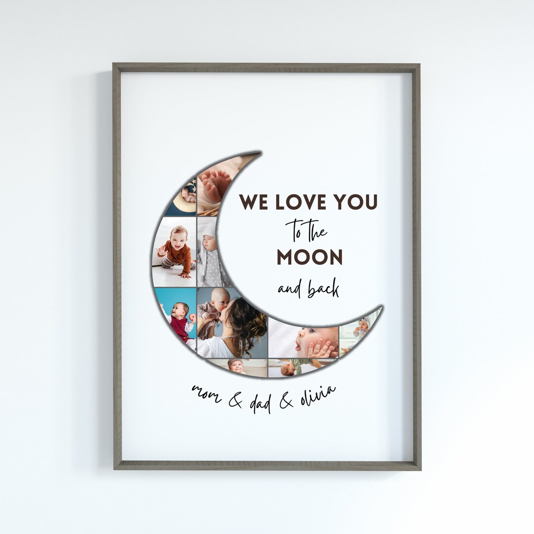 Moon Photo Collage Wedding Anniversary Gift Personalized Gift for ...