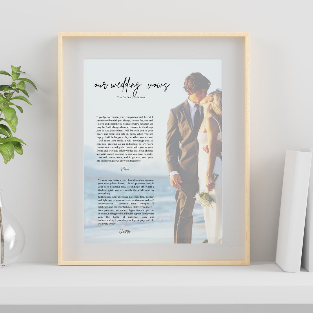 Wedding Vows Art With Photo Printable Wedding Vows Template - Etsy