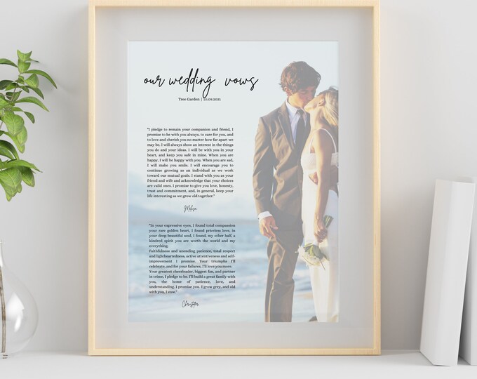 Wedding Vows Art With Photo Printable Wedding Vows Template Wedding Vow ...