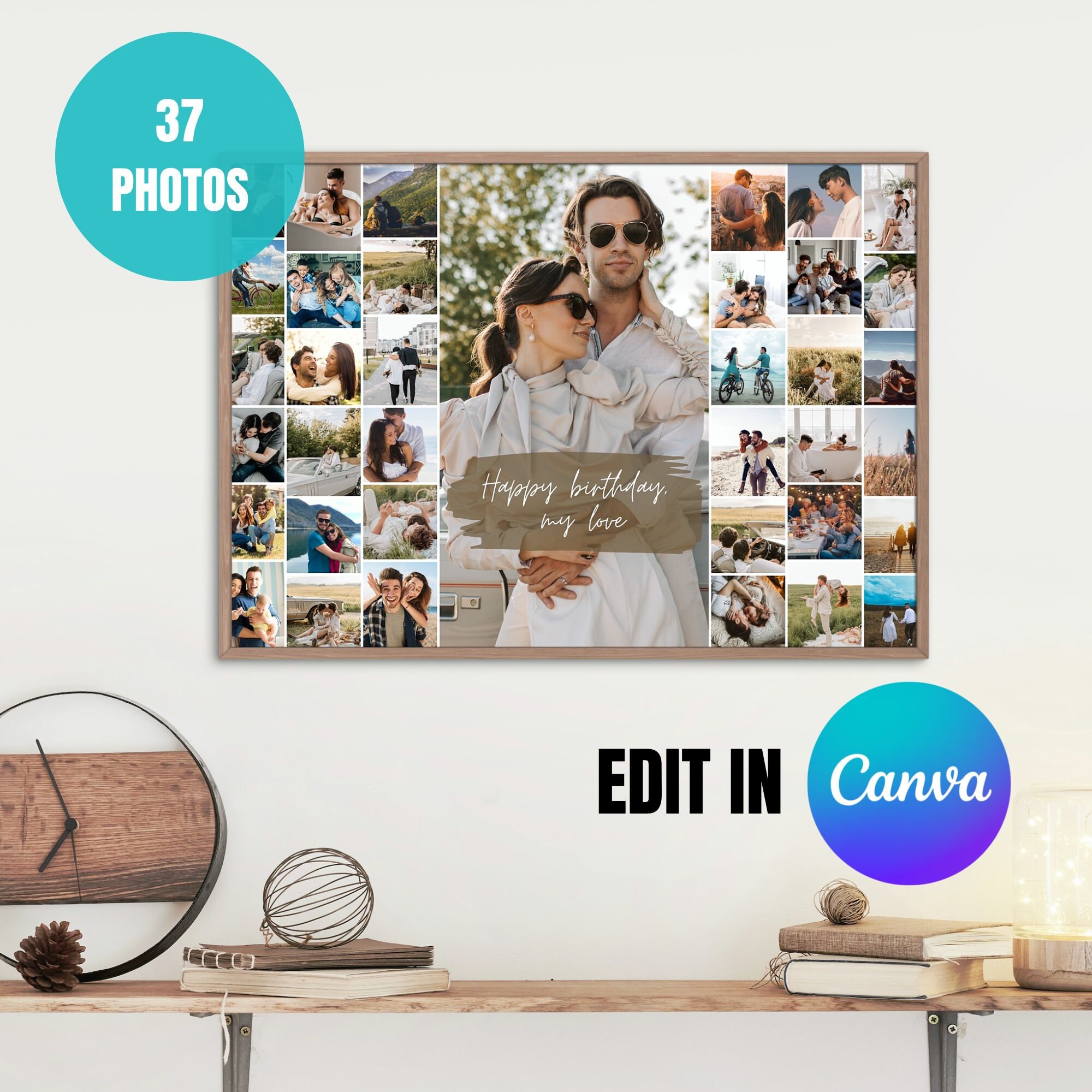 Birthday Photo Collage Template Photo Gift Collage Template - Etsy