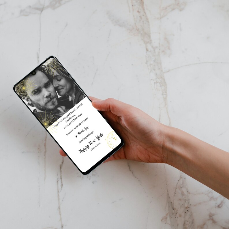 Electronic New Years Photo Card Template Minimalist Holiday - Etsy