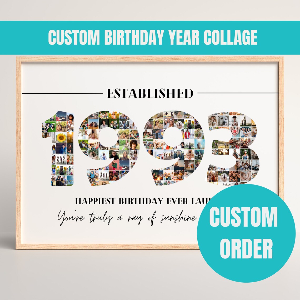 Printable Custom Birthday Year Gift Collage Birthday Photo Collage ...