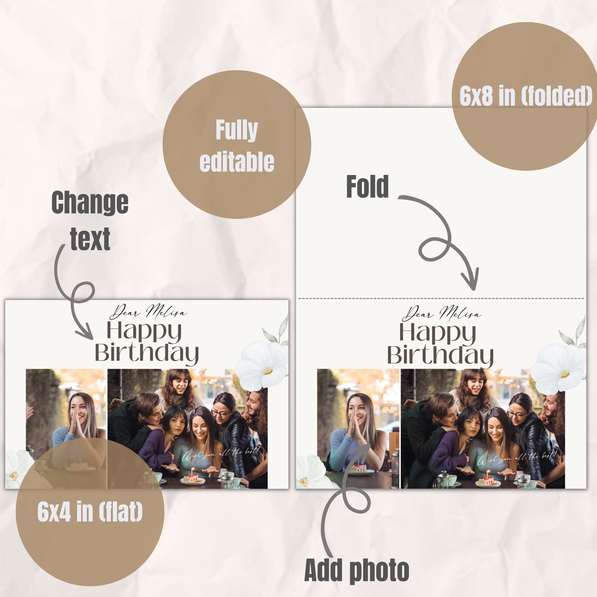 Personalized Photo Birthday Card Editable Birthday Card Template Custom ...