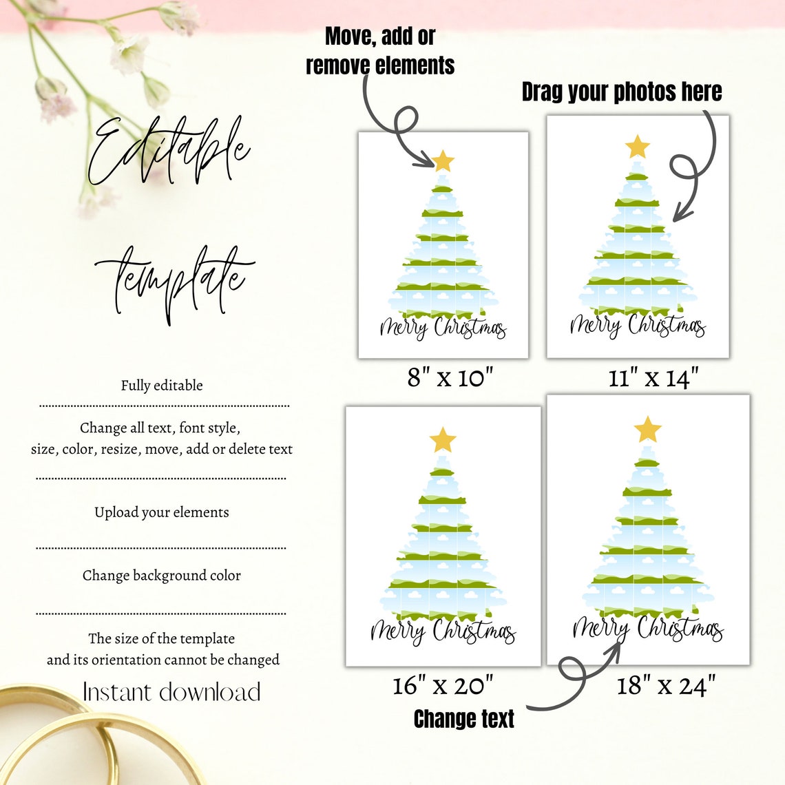 Christmas Tree Collage Christmas Photo Collage Printable Collage Gift ...