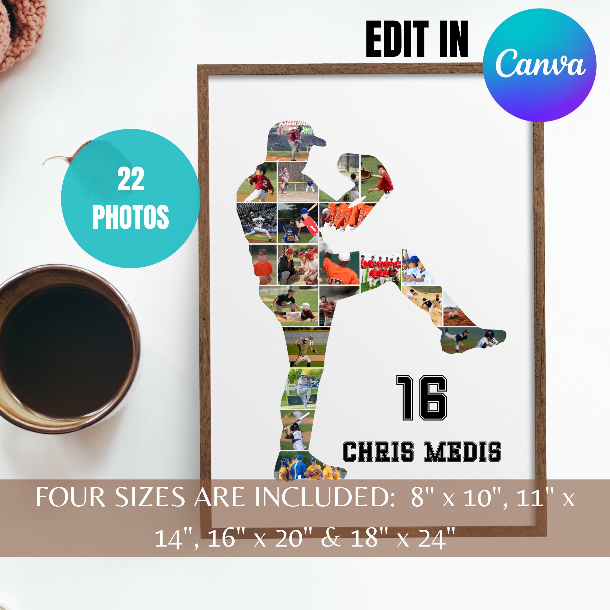 Printable Baseball Photo Collage Baseball Gift Gift for - Etsy