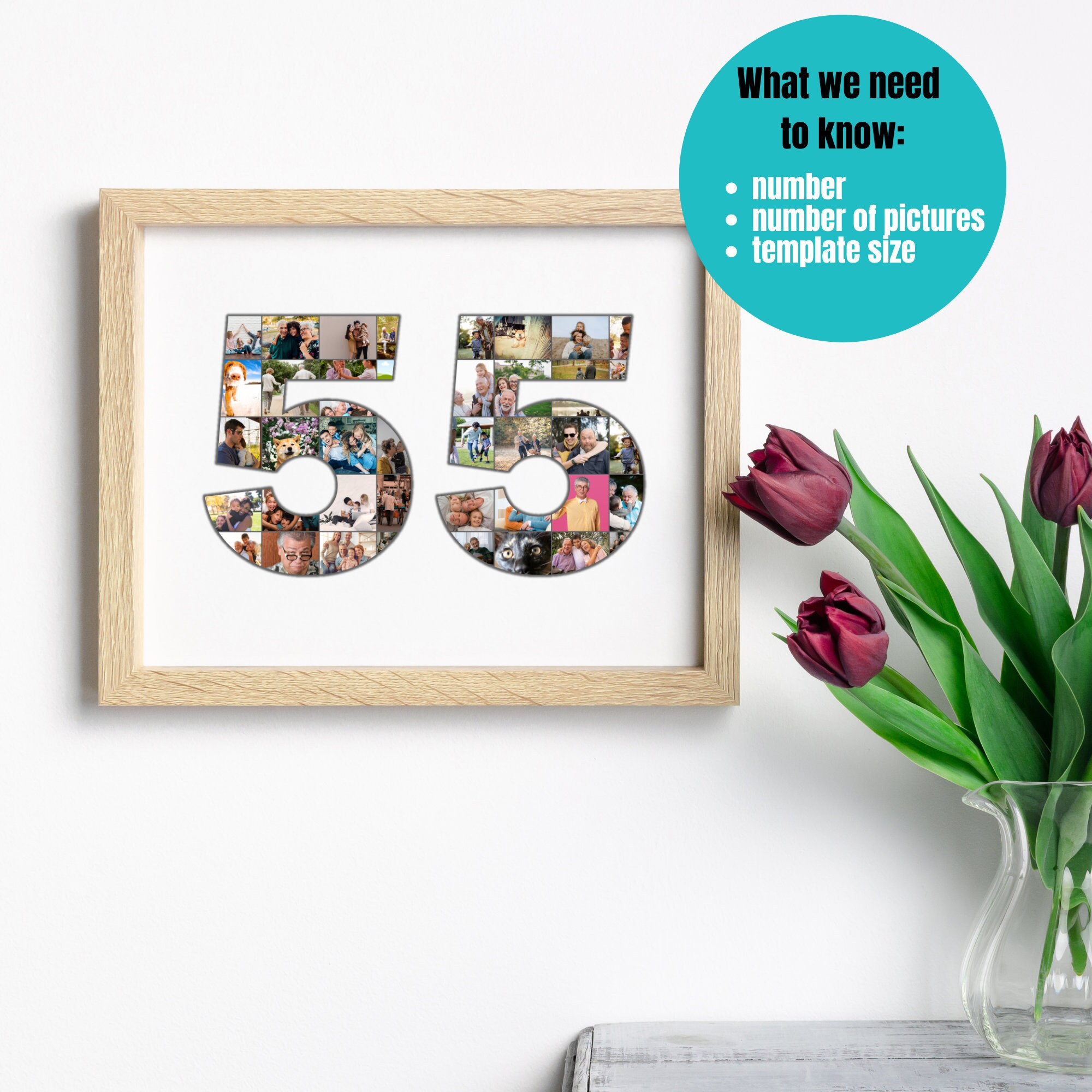 Printable Custom Any 2 Number Photo Collage Custom Sports Numbers ...