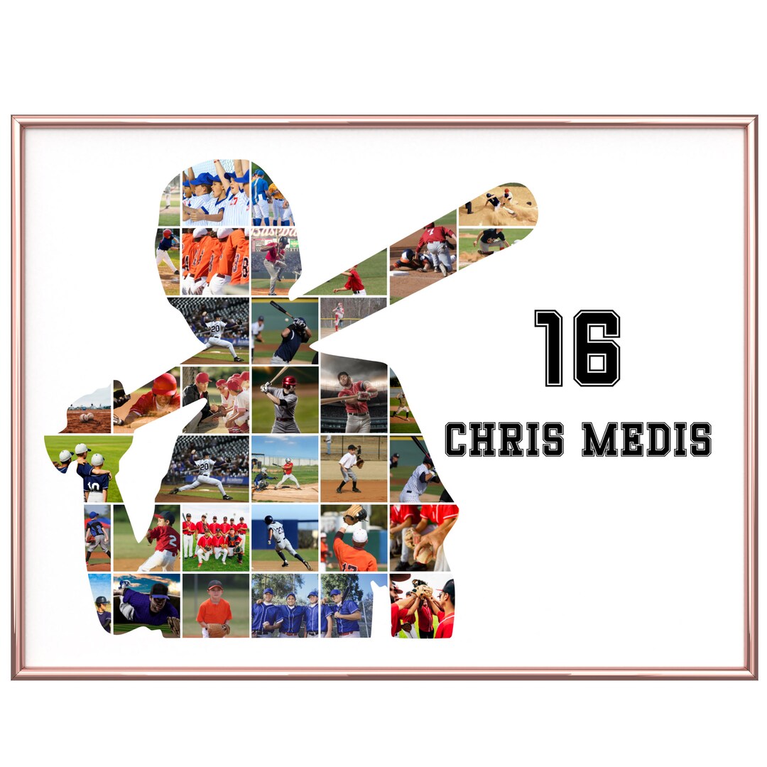 Baseball Photo Collage Baseball Collage Template Custom Gift for Coach ...