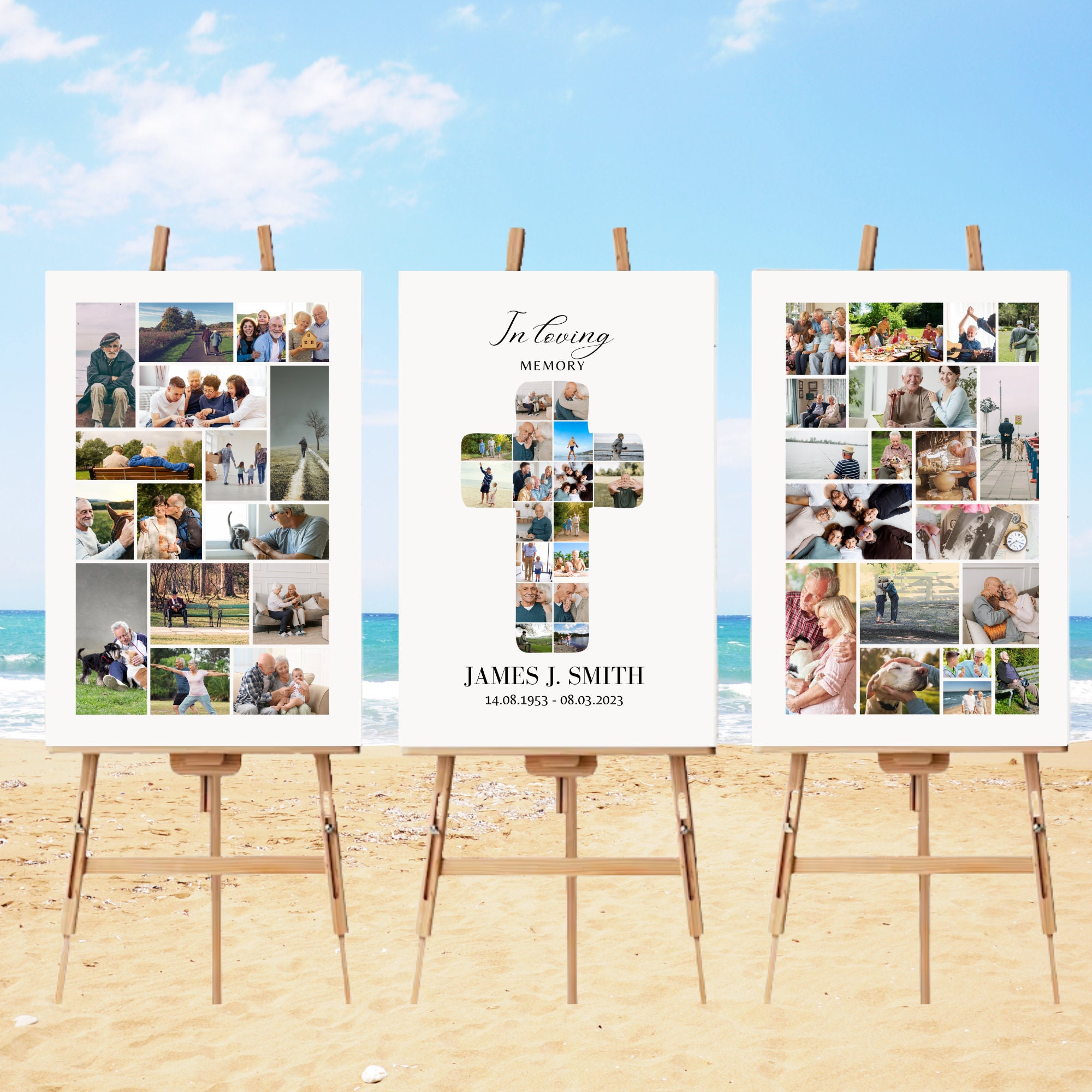 Memory Board Template Funeral Cross Photo Collage Picture - Etsy