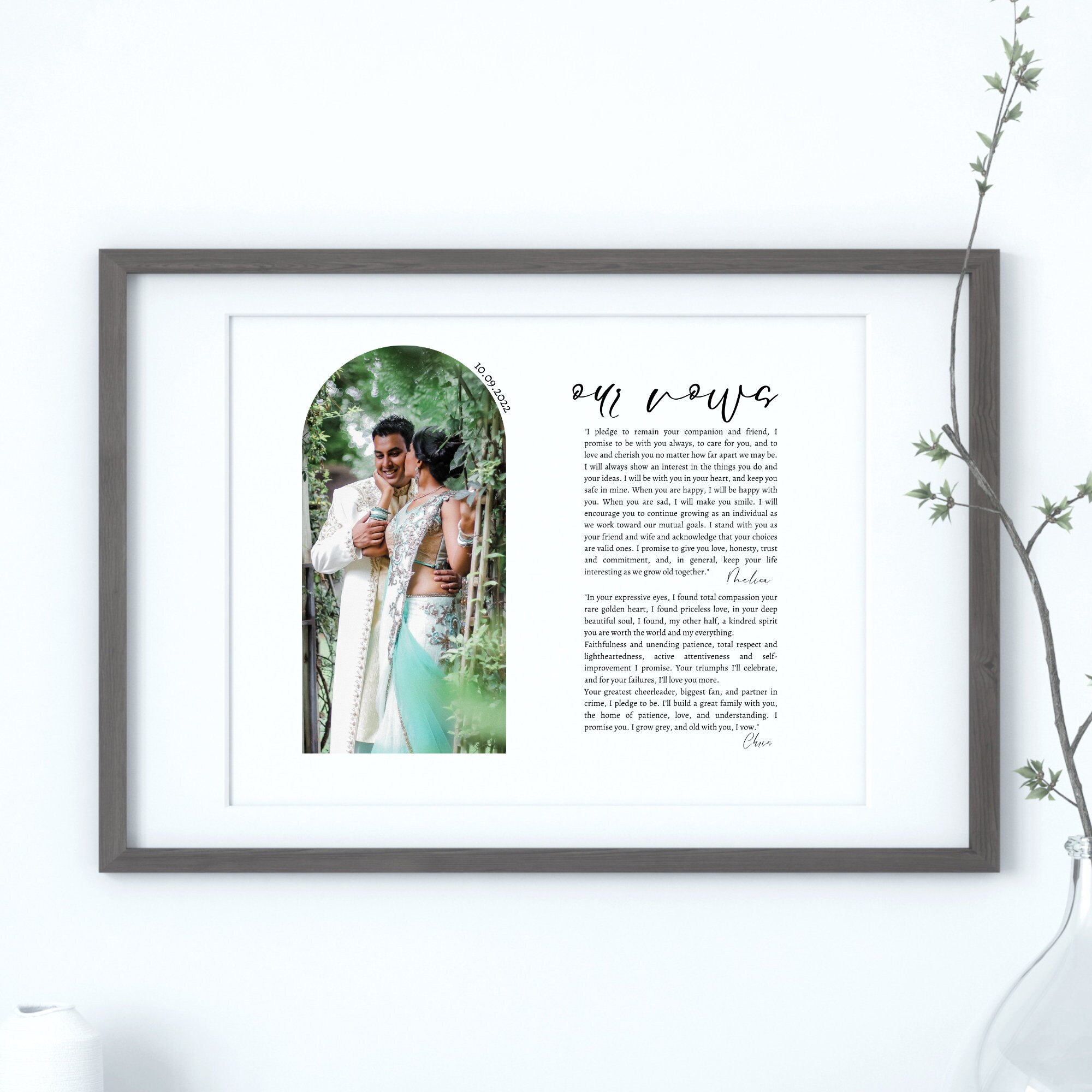 Our Vows Print With Photo Wedding Gift Wedding Vows Print Personalized ...