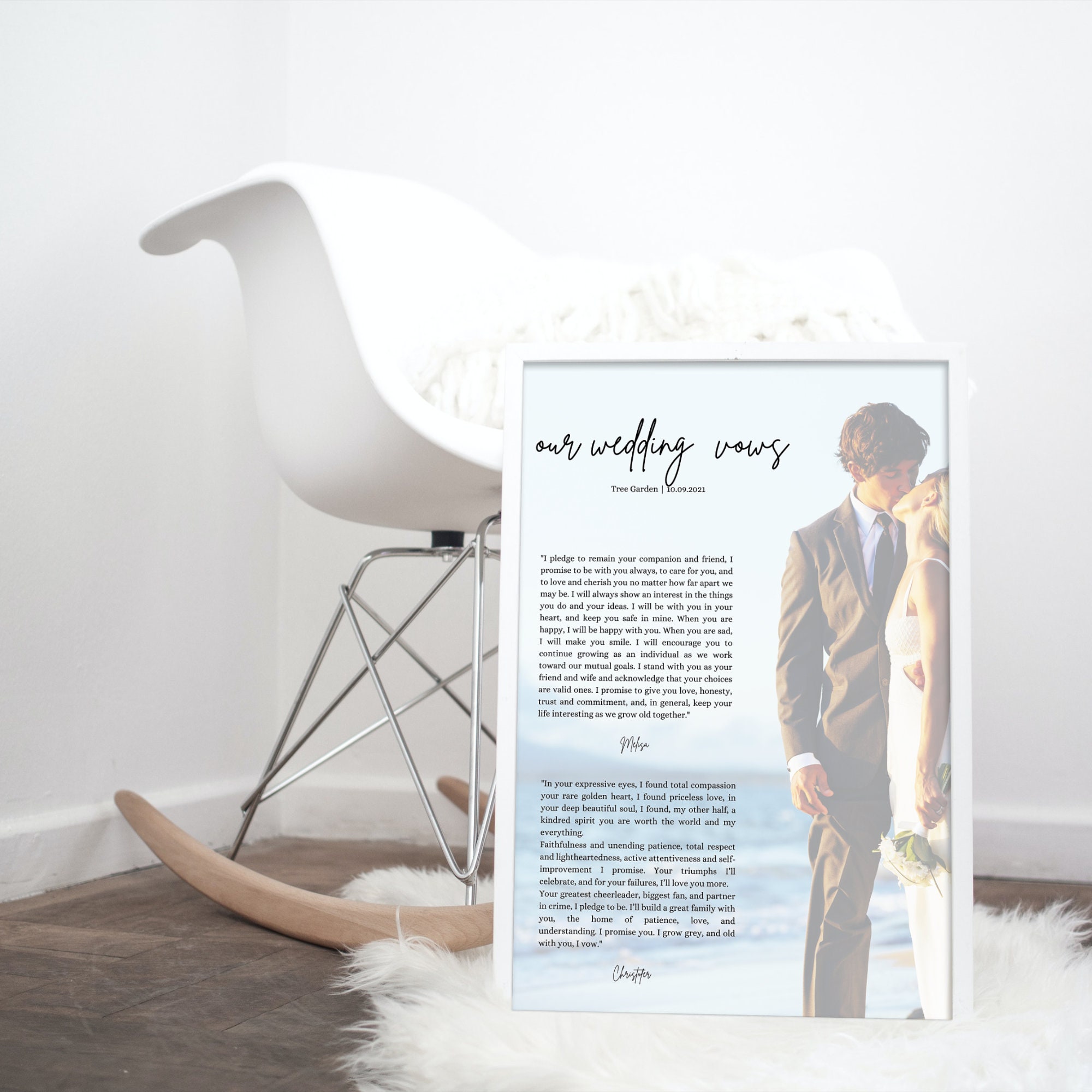 Wedding Vows Art With Photo Printable Wedding Vows Template - Etsy