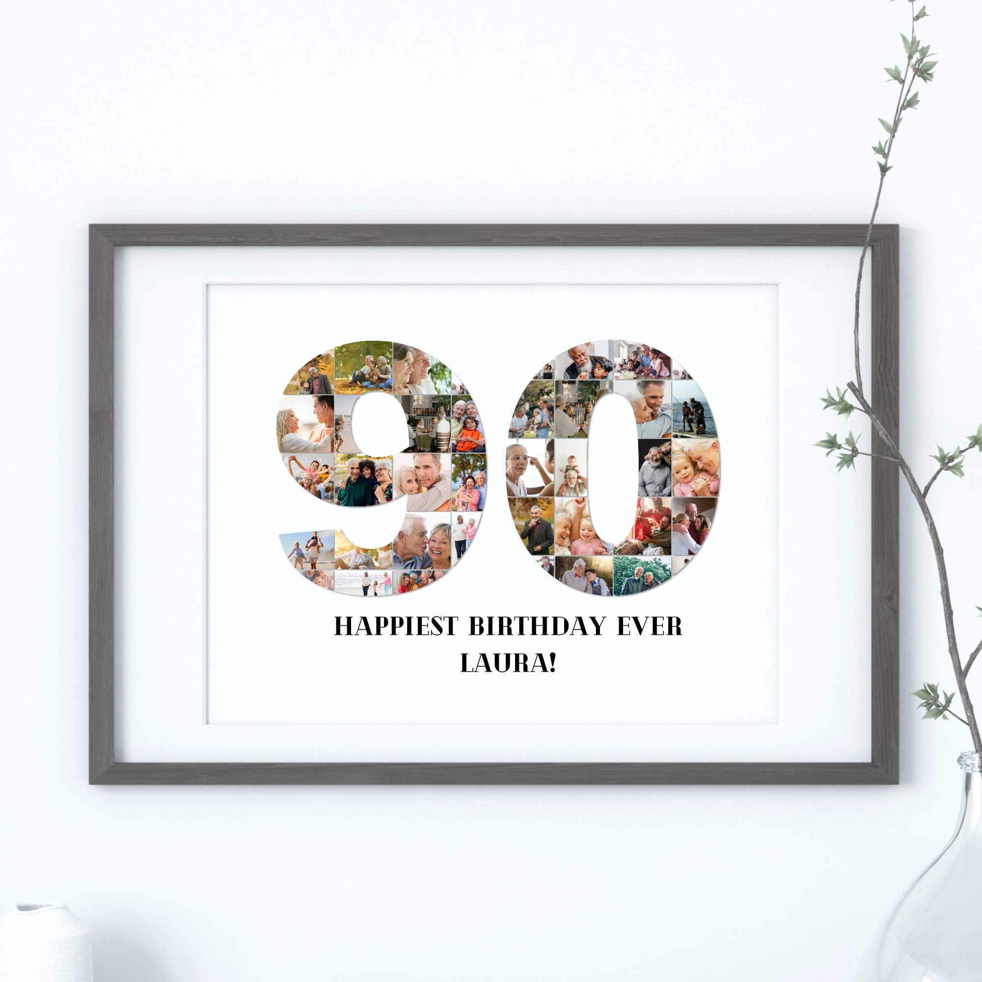 90th Birthday Gift Collage Photo Numbers 90th Birthday Photo Collage ...