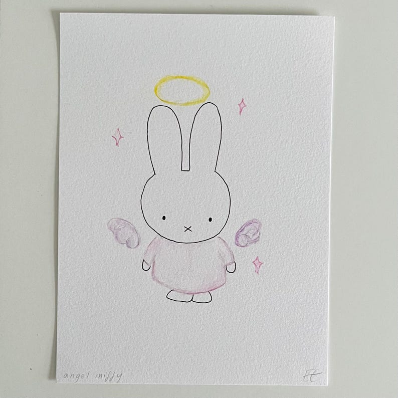 Hand Drawn Miffy Watercolour Art - Etsy