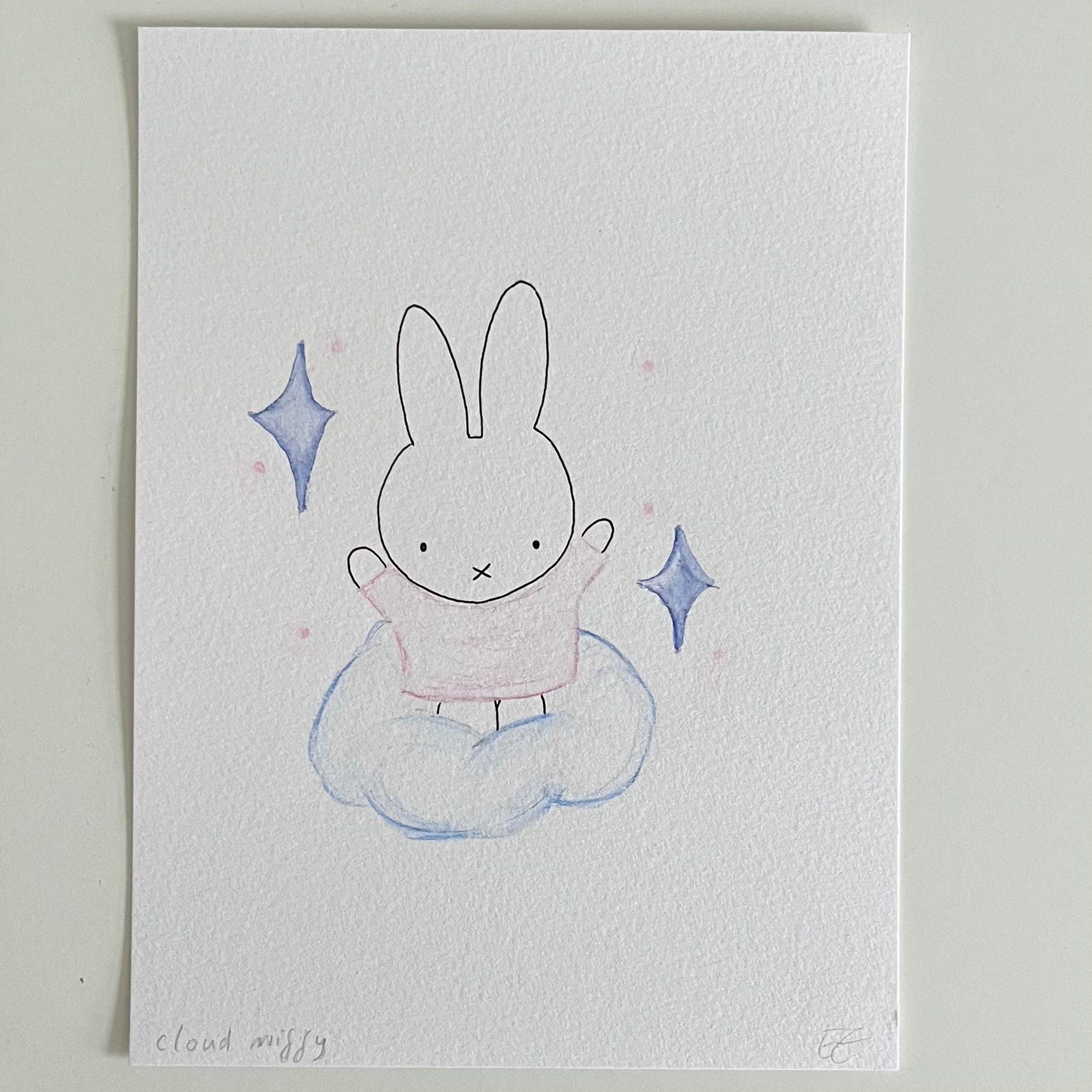 Hand Drawn Miffy Watercolour Art - Etsy