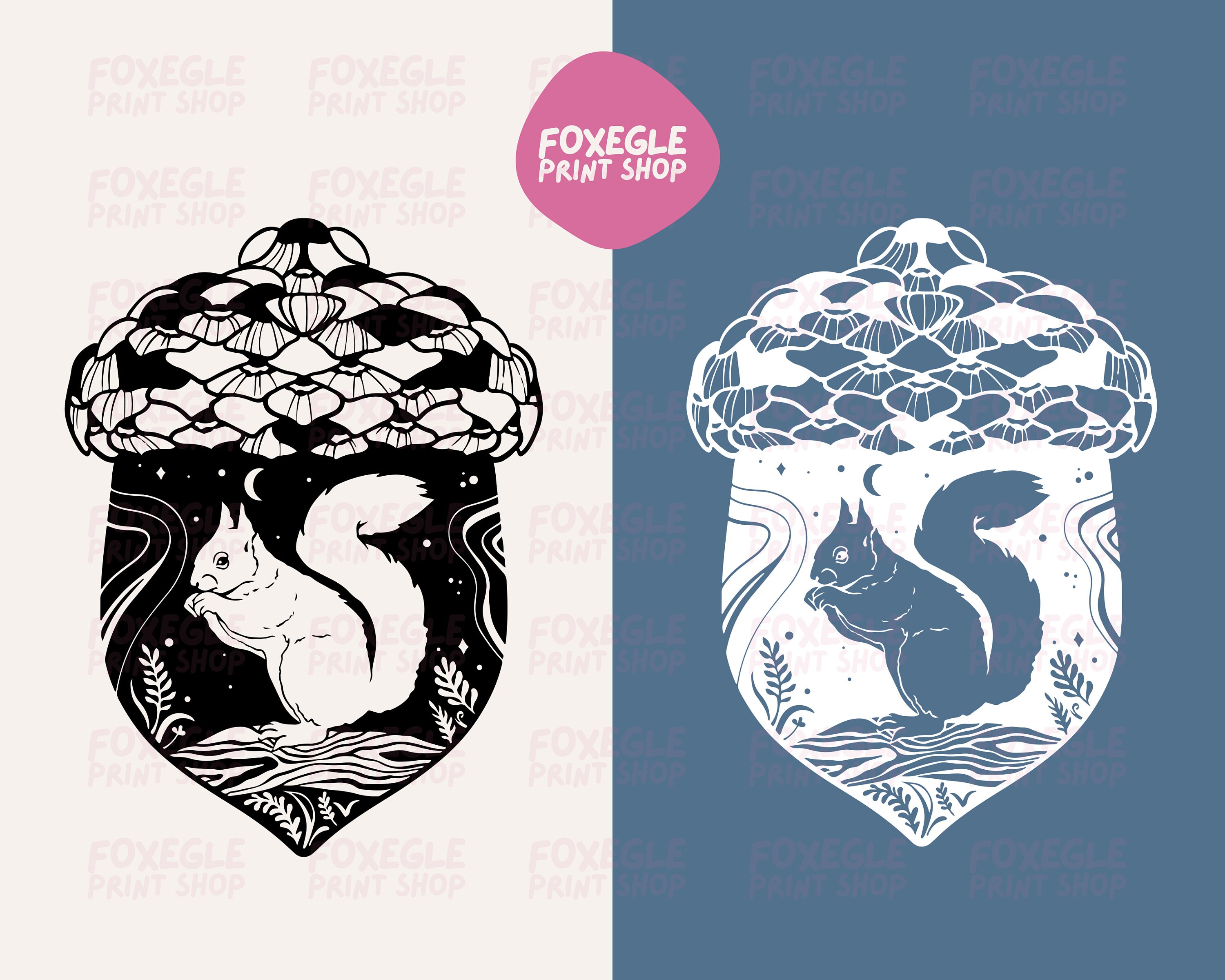 Squirrel in an Acorn SVG / PNG Files I Original Artwork I Instant ...