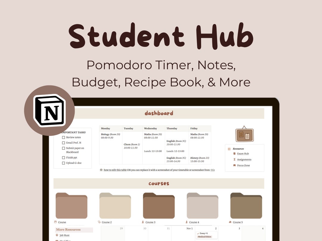 Student Notion Template | Study Planner | College Assignment Tracker ...