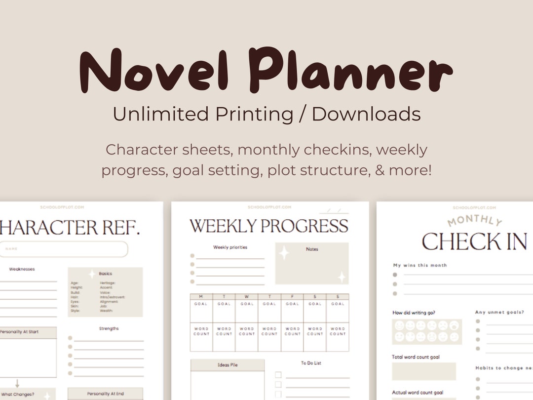 Novel Planner Digital or Printable Writing Workbook Word - Etsy Australia