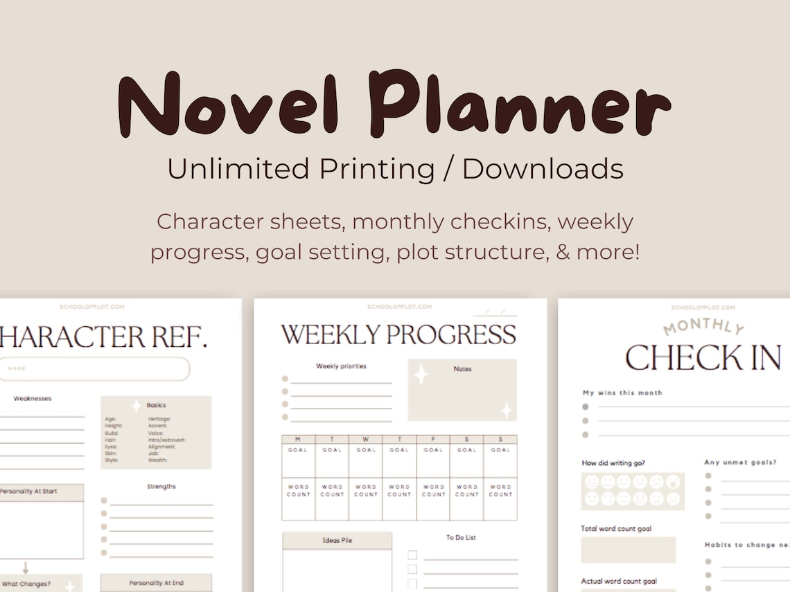 Novel Planner Digital or Printable Writing Workbook Word - Etsy Australia