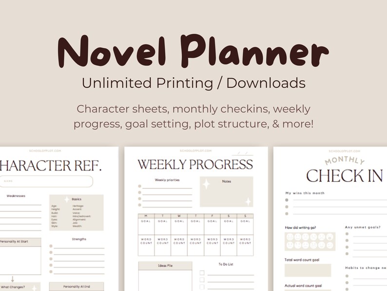 Novel Planner Digital or Printable Writing Workbook Word - Etsy Australia
